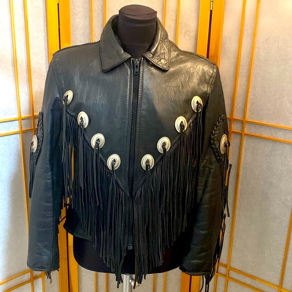 Hyde Out Leather | Jackets & Coats | Womens Fringe Concho Leather Moto ...